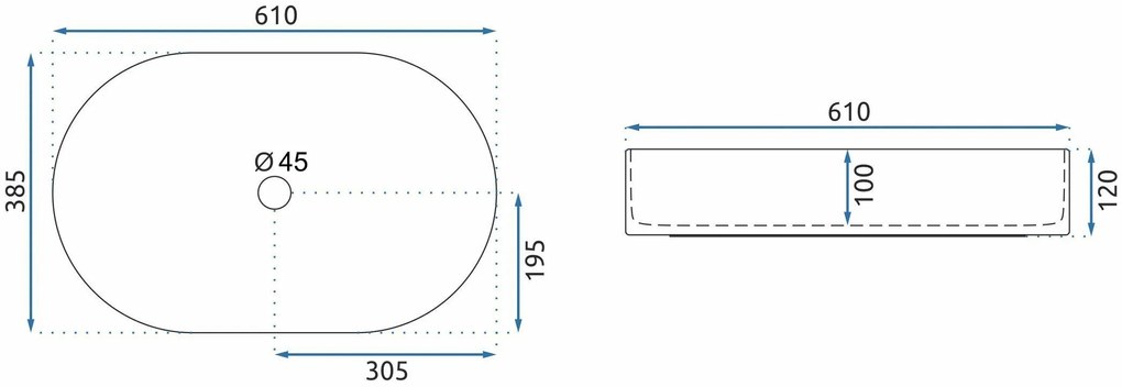Keramické umyvadlo na desku REA NADIA černý matný kámen