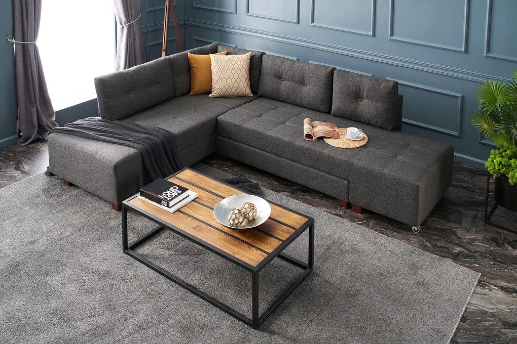 Atelier del Sofa Rohová sedací souprava Manama Corner Sofa Bed Left - Anthracite, Antracitová