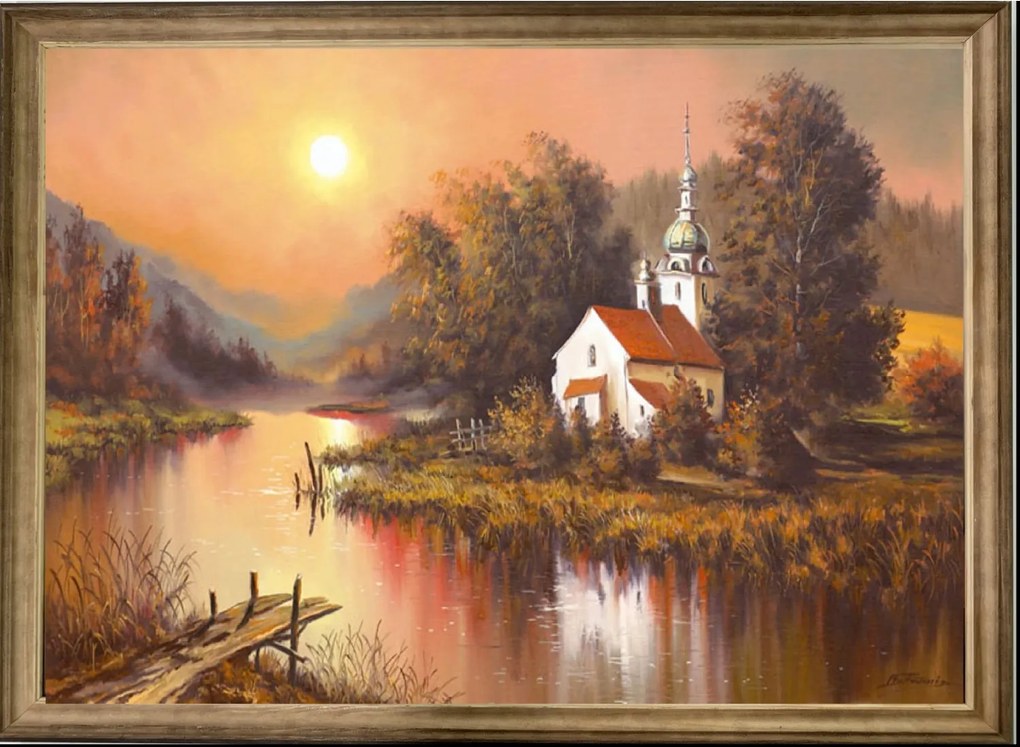 Bondecor Zarámovaný obraz Kopce 64 x 100 cm