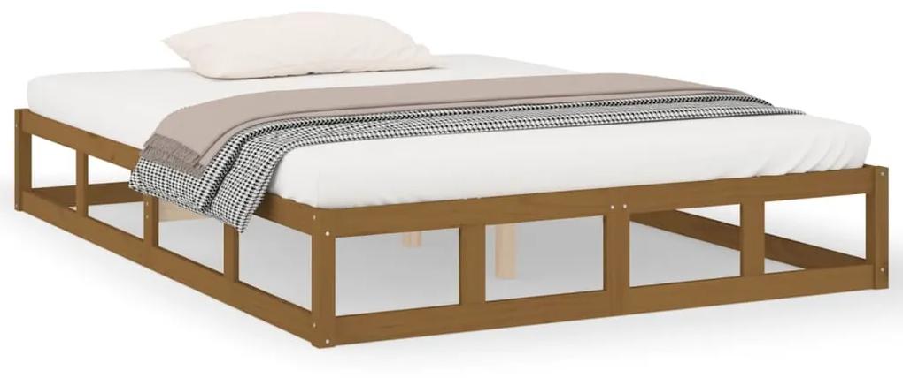 820804 vidaXL Rám postele medově hnědý 150 x 200 cm King Size masivní dřevo