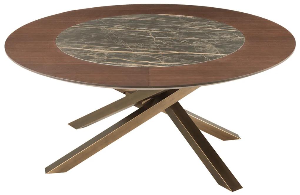 RIFLESSI - Stůl SHANGAI s kruhovou keramicko-dřevěnou deskou