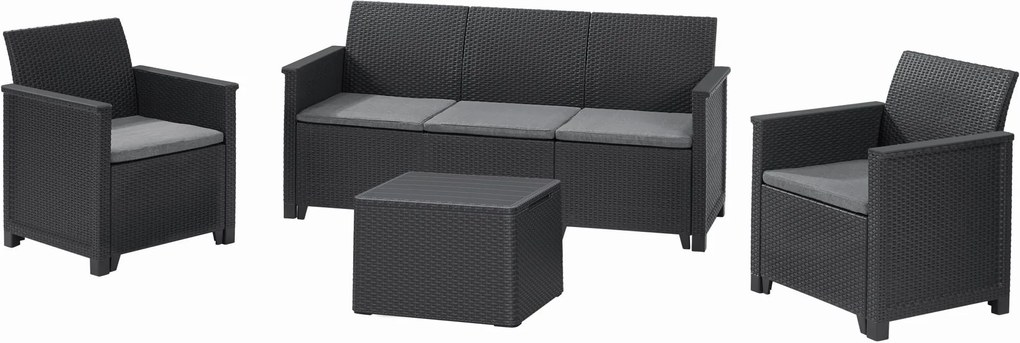 KETER ELODIE 3 SEATER Set zahradní s úložným stolem, grafit/šedá 17212057