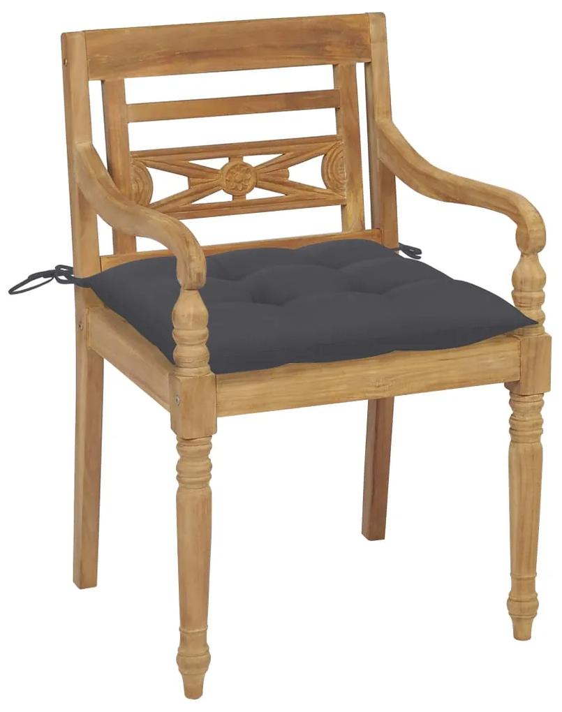 vidaXL Židle Batavia 2 ks antracitové podušky masivní teakové dřevo