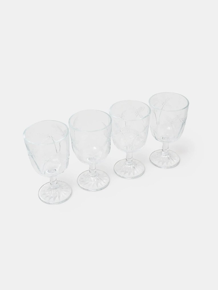 Sinsay - Sada sklenic na víno s reliéfním vzorem palem 4 pack - clear