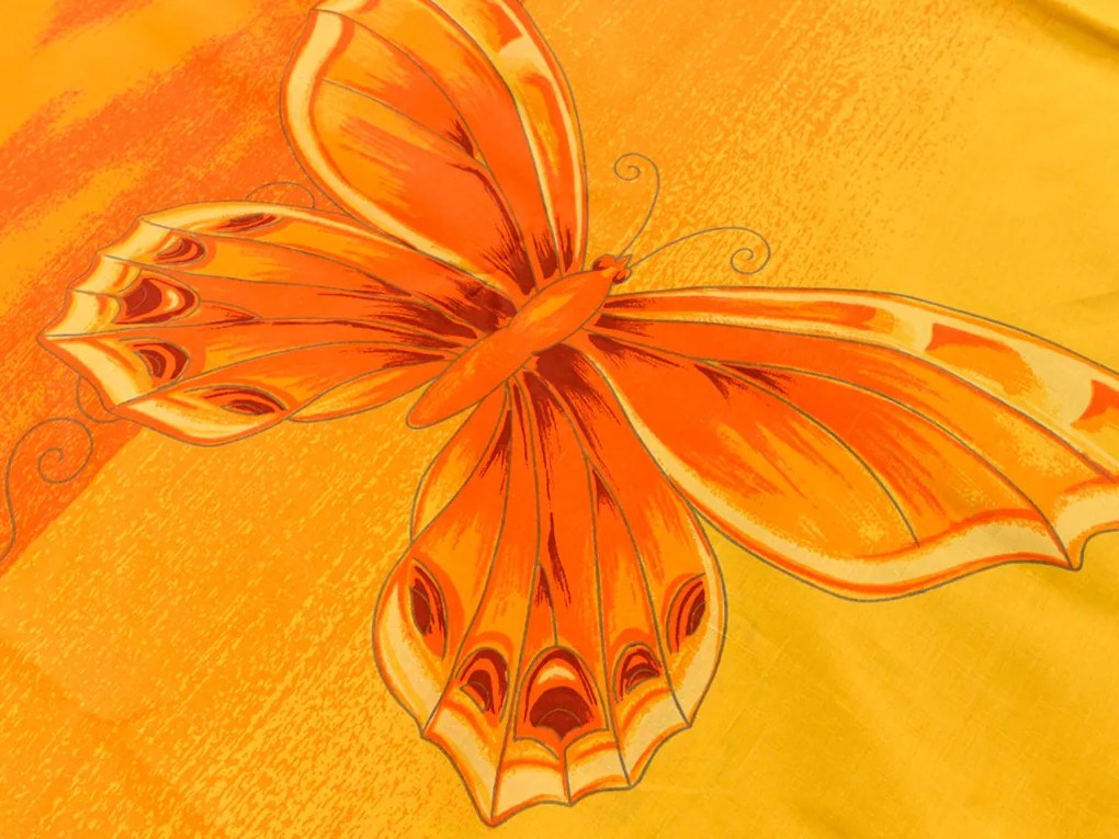 Bavlněné povlečení ORANGE BUTTERFLY žluto-oranžové Rozměr povlečení: 70 x 90 cm | 140 x 200 cm