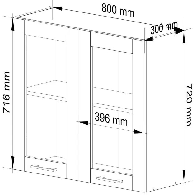 Horní kuchyňská skříňka OLIWIA W80 H720 bílá / beton