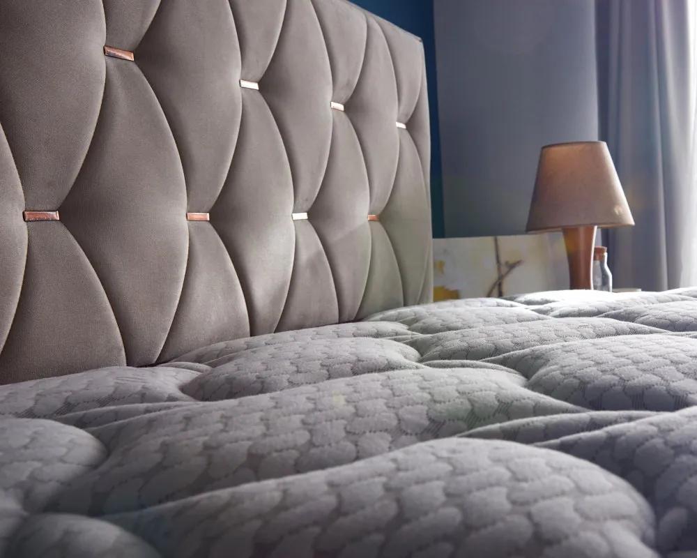 Čalouněná postel CASHMERE s matrací - béžová 180 × 200 cm