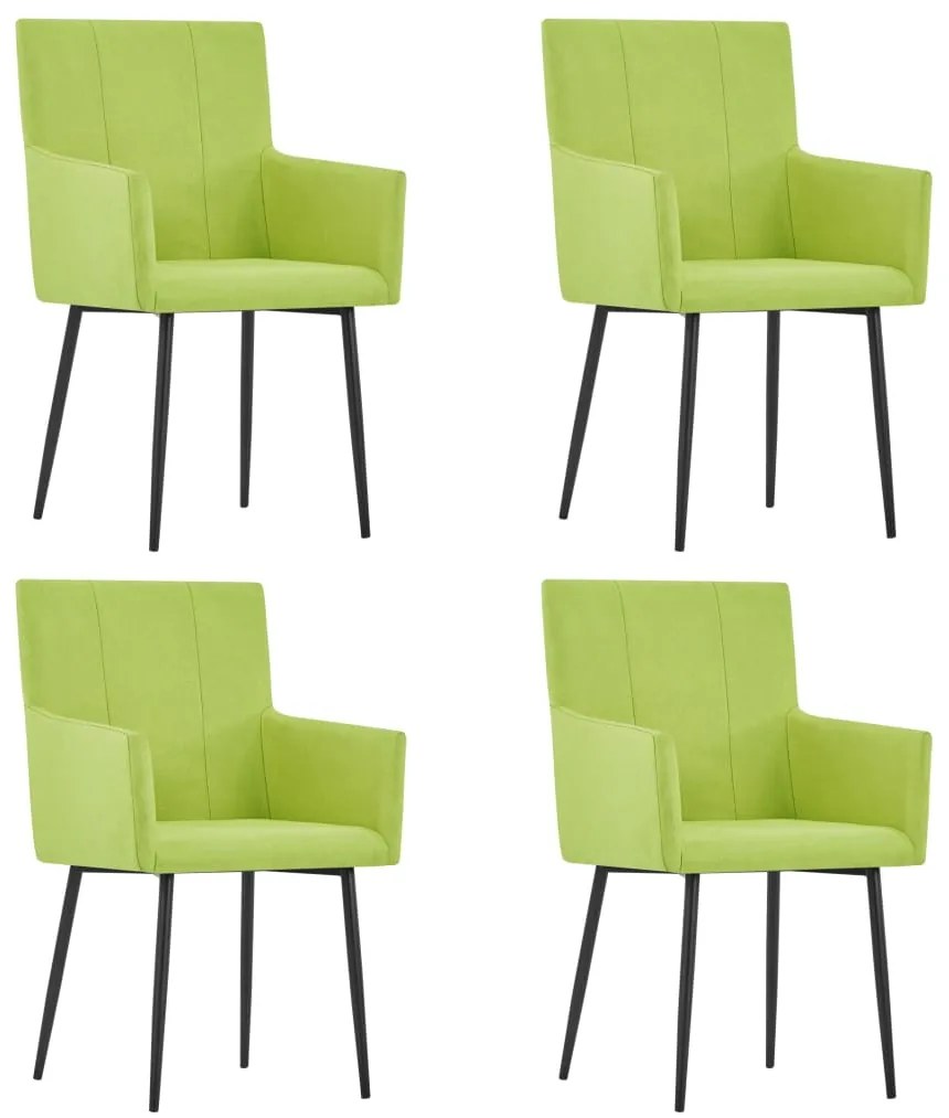 279702 vidaXL Jídelní židle s područkami 4 ks zelené textil