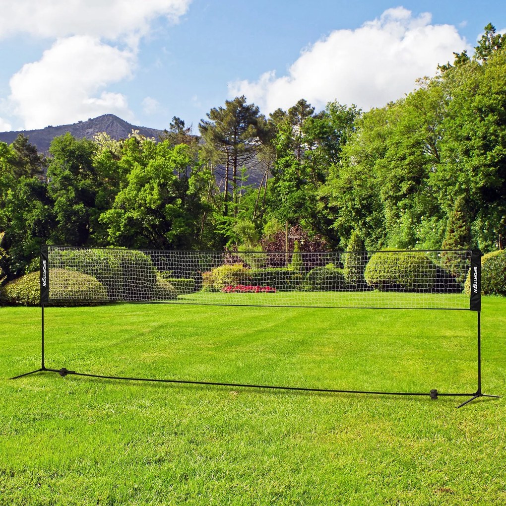 SPORTNOW Kompletní souprava na badminton, pickleball a volejbal, 3 v 1, venkovní sportovní hry s nastavitelnou výškou sítě 107-155 cm
