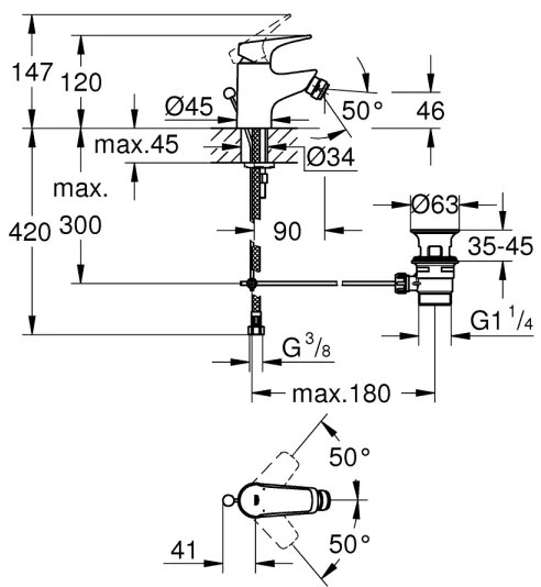 GROHE 23770000 - Bidetová baterie START FLOW lesklý chrom