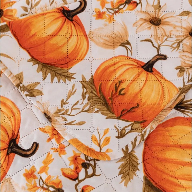 Přehoz na postel FLOWERS AND PUMPKINS, oranžový Rozměr: 220 x 240 cm