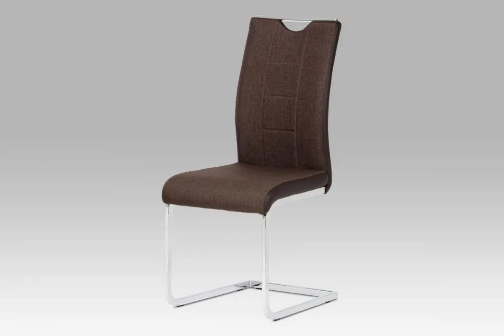 Jídelní židle chrom / hnědá látka + hnědá koženka DCL-410 BR2 Autronic