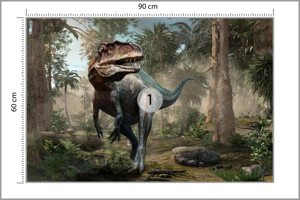 Fototapeta Realistický Dinosaurus A Palmy Omyvatelný vlies 208x146