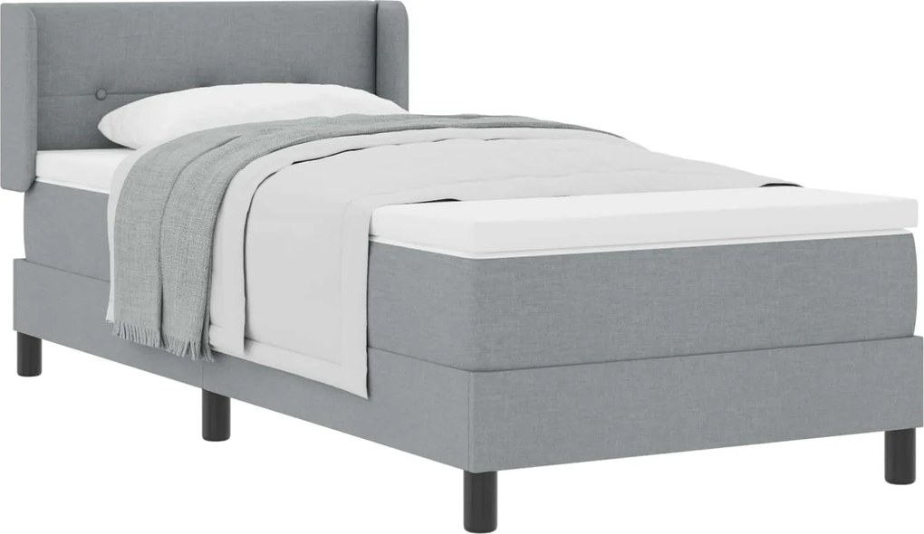 Postel s boxspringem s čelo Světle šedá 200 x 90 cm textil 3341083