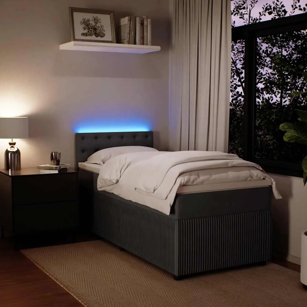 Box spring postel s matrací tmavě šedá 100x200 cm samet 3289975
