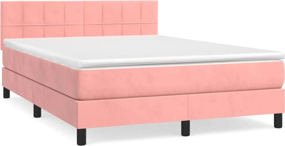 Box spring postel s matrací růžová 140x190 cm samet 3141304
