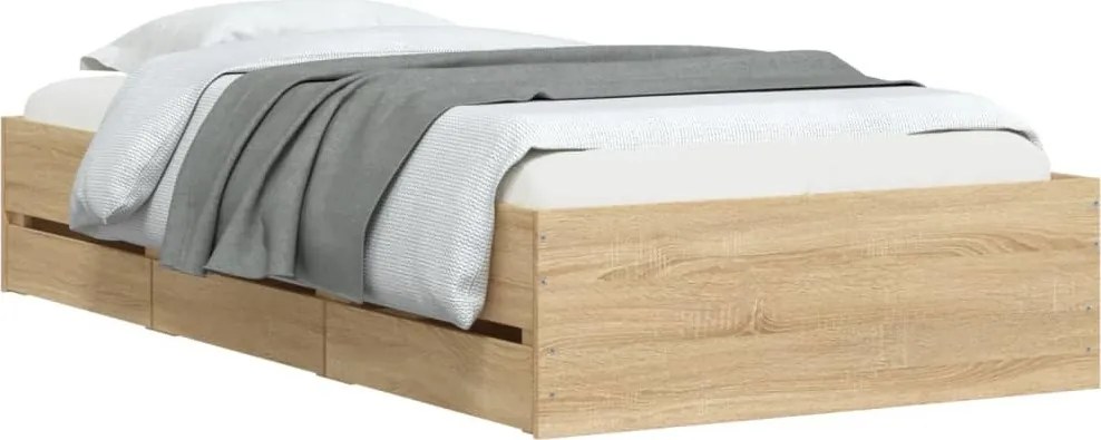 vidaXL Rám postele se zásuvkami 75 x 190 cm kompozitní dřevo [3207331] Barva: šedá sonoma
