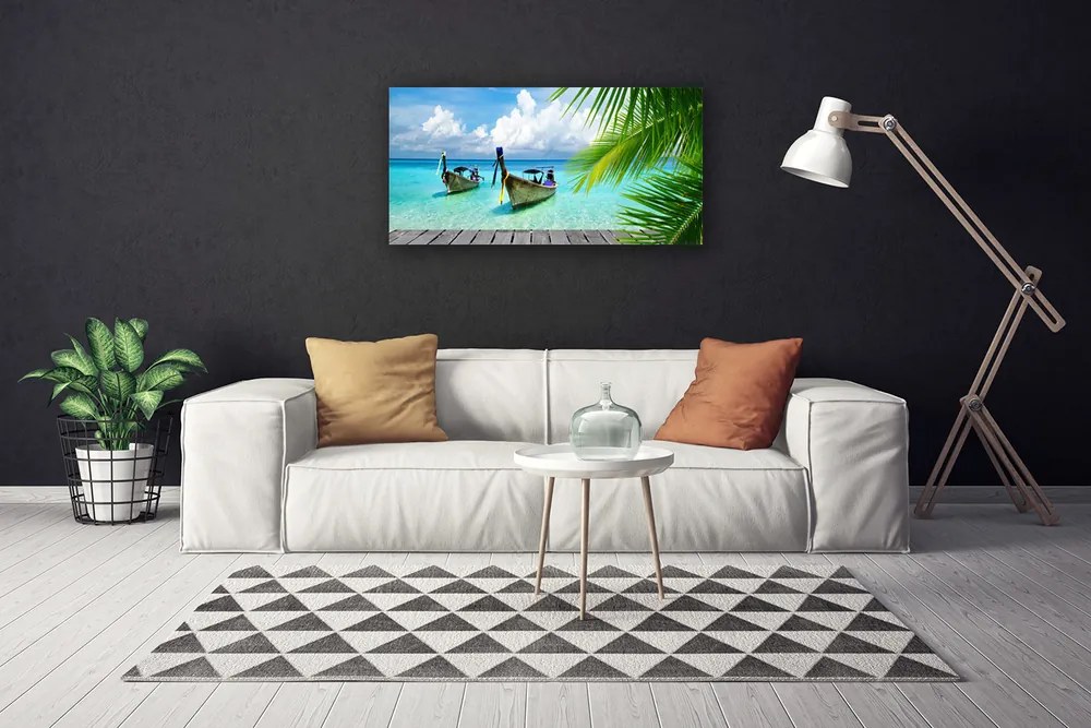 Obraz na plátně Loďky Moře Krajina 140x70 cm