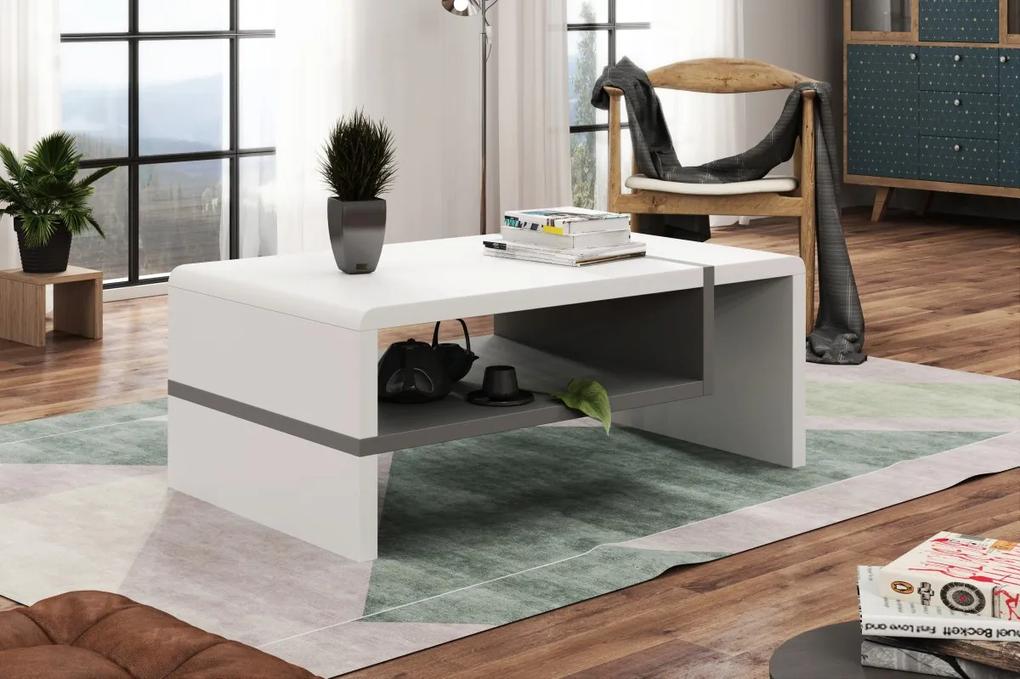 Mazzoni FOLK bílá / šedá, konferenční stolek, moderni