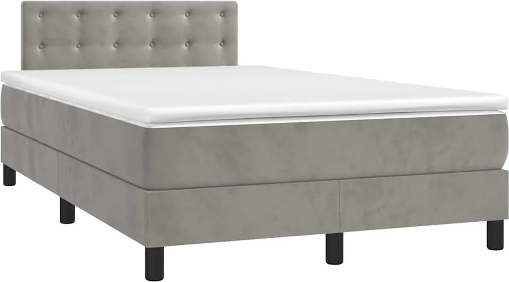 Box spring postel s matrací a LED světle šedá 120x200 cm samet 3134633