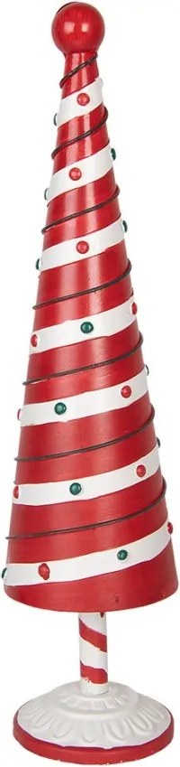 Bílo-červená kovová dekorace vánoční stromek Christmas Tree L - Ø 13*49 cm