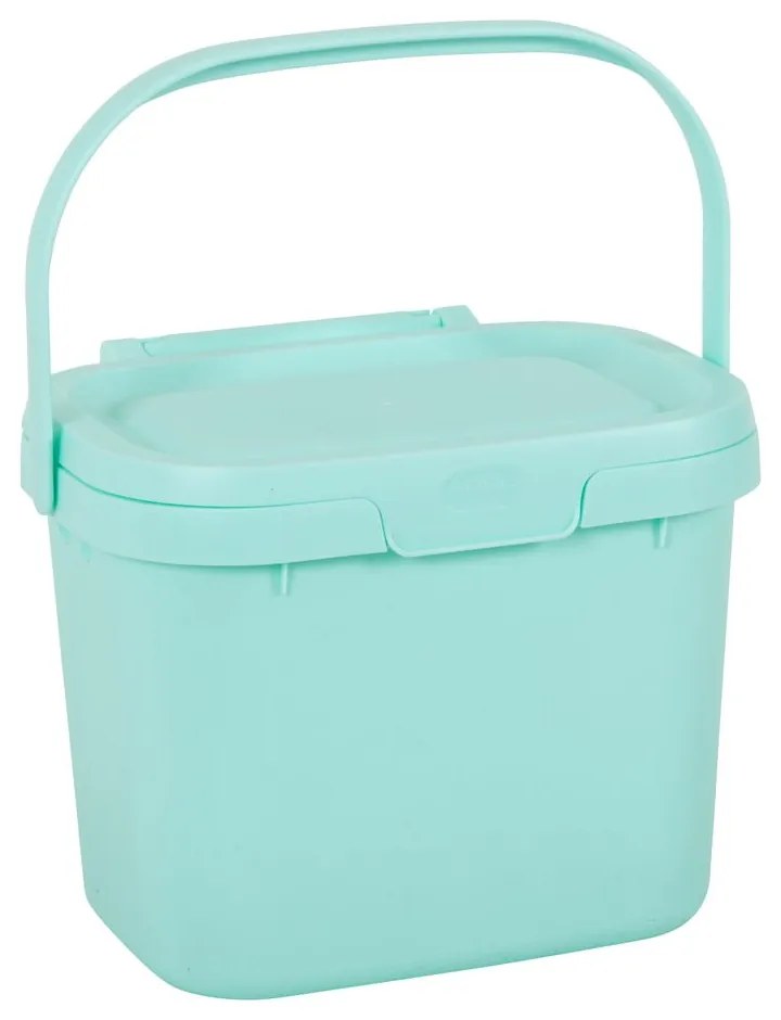 Světle modrý víceúčelový plastový kuchyňský kbelík s víkem Addis, 24,5 x 18,5 x 19 cm