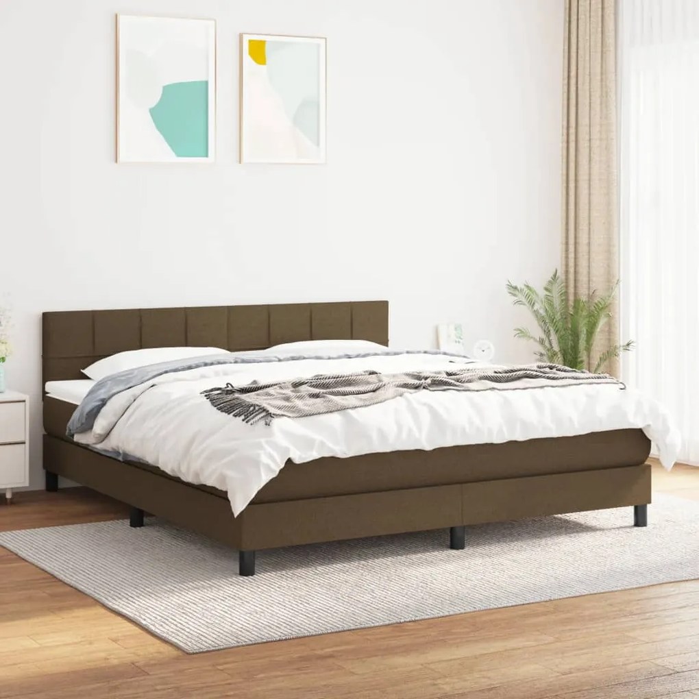 Box spring postel s matrací tmavě hnědá 160x200 cm textil 3140068