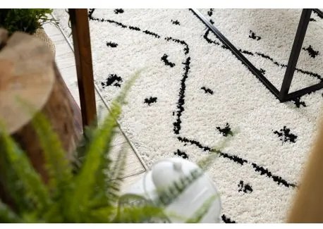 koberec TETUAN B751, krémový střapce, vzor cik cak, Maroko, Shaggy velikost 80x300 cm | krásné koberce cz