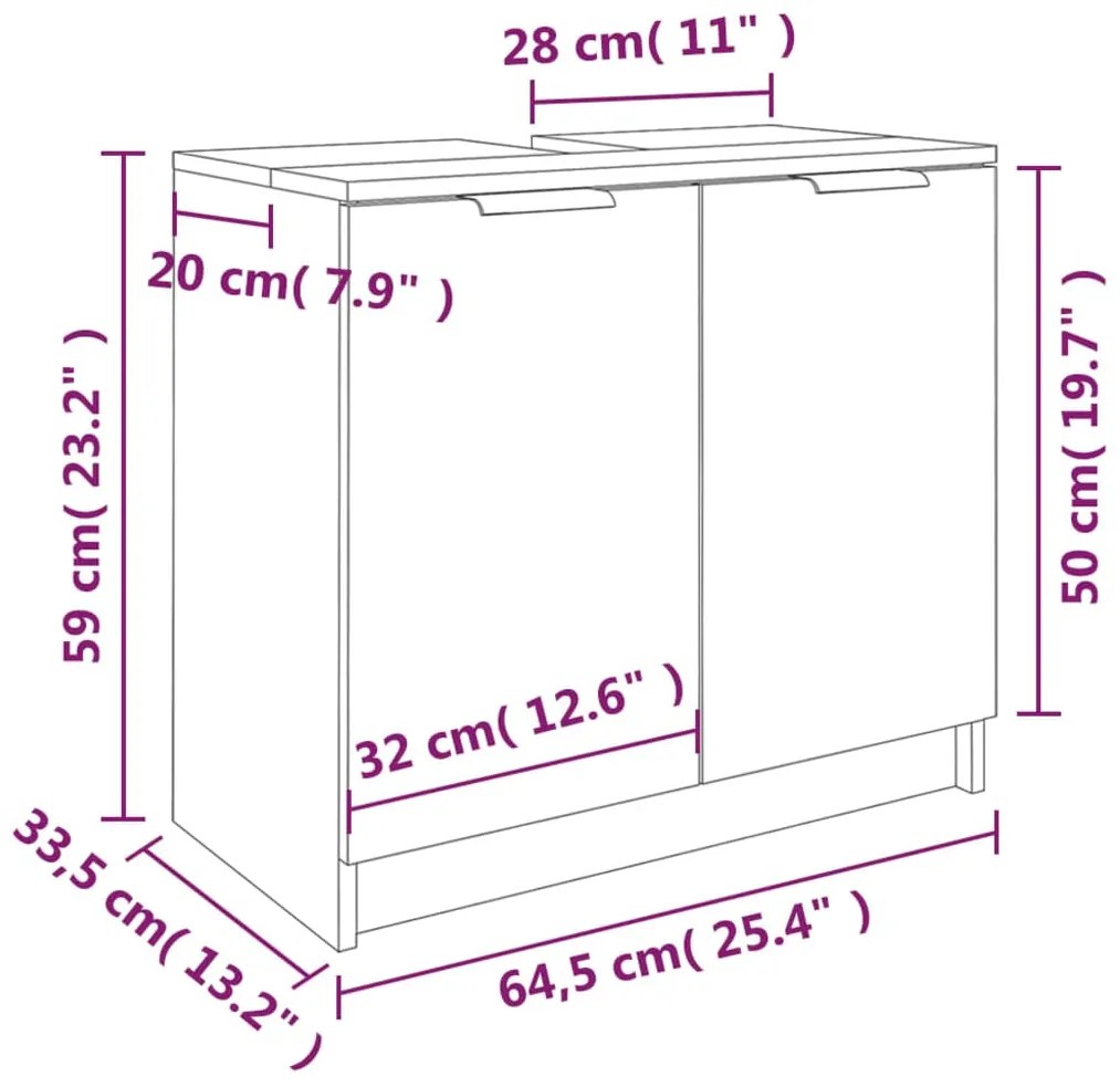 Koupelnová skříňka betonově šedá 64,5 x 33,5 x 59 cm kompozit