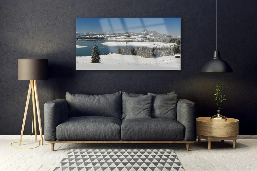 Plexisklo-obraz Jezero Sníh Krajina Hory 120x60 cm