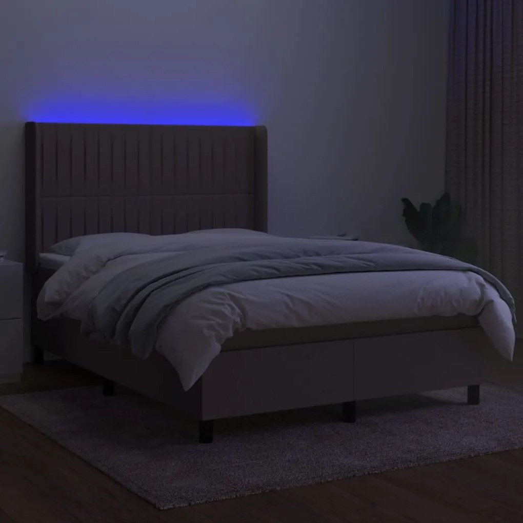 Box spring postel s matrací a LED taupe 140x200 cm textil 3138481