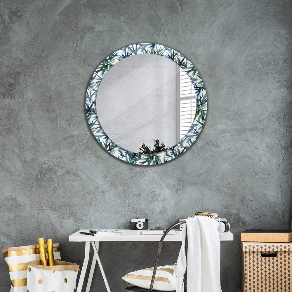 Kulaté dekorativní zrcadlo Modré palmy fi 80 cm