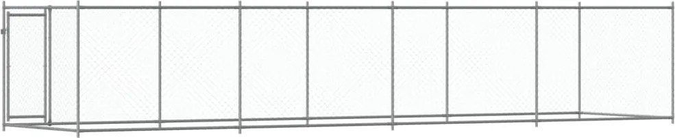 Klec pro psy s dvířky šedá 8 x 2 x 1,5 m pozinkovaná ocel 3209580