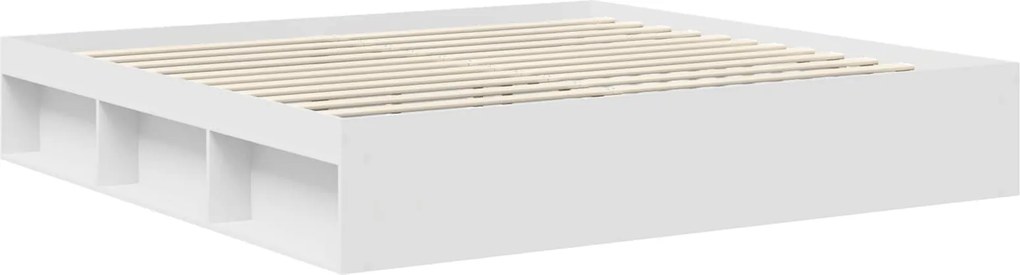 Rám postele s čelo Bílá 200 x 200 cm Masivní borové dřevo 3413263