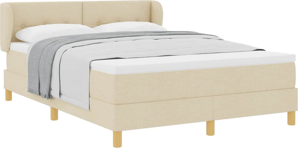 Postel s boxspringem s čelo Krémová 140 x 190 cm textil 3340211