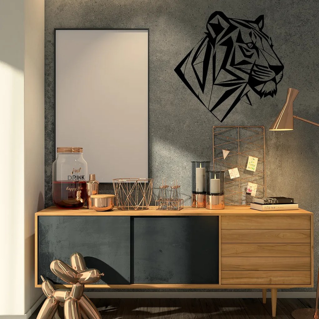 Živá Zeď Samolepka na zeď Profil Tygra Barva: černá, Velikost: 60 x 60 cm