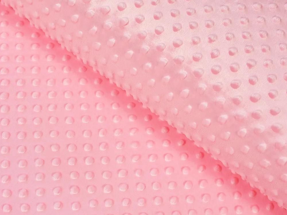 Biante Dětský povlak na polštář Minky 3D puntíky MKP-011 Světle růžový 30 x 50 cm