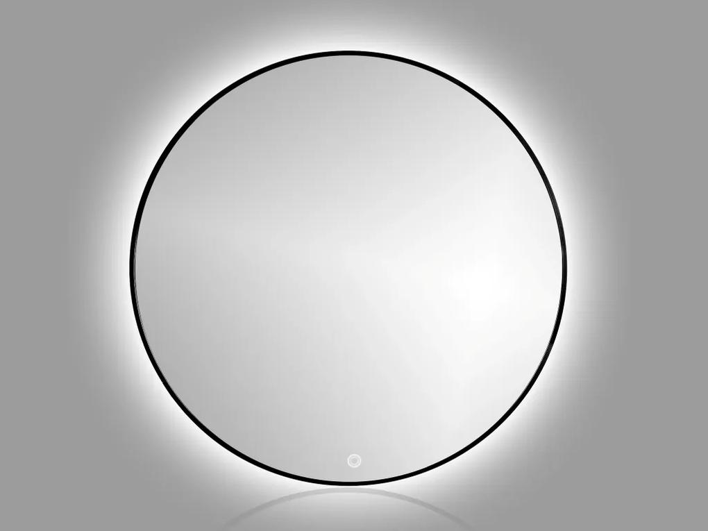 In-Design Zrcadlo RoundLine backlight - černý matný rám, s LED osvětlením Vypínač: Bez vypínače, Průměr zrcadla (mm): 800