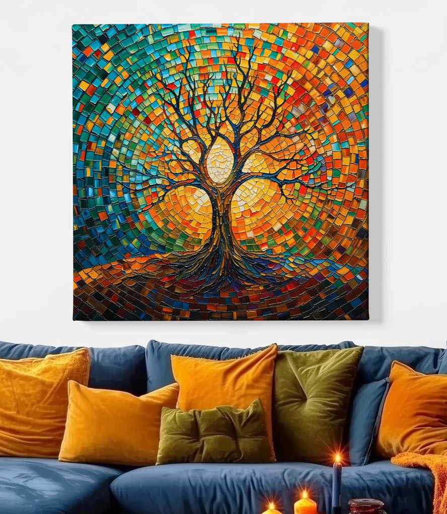 Obraz na plátně - Strom života Kaleidoskop přírody FeelHappy.cz Velikost obrazu (šířka x výška): 120 x 80 cm