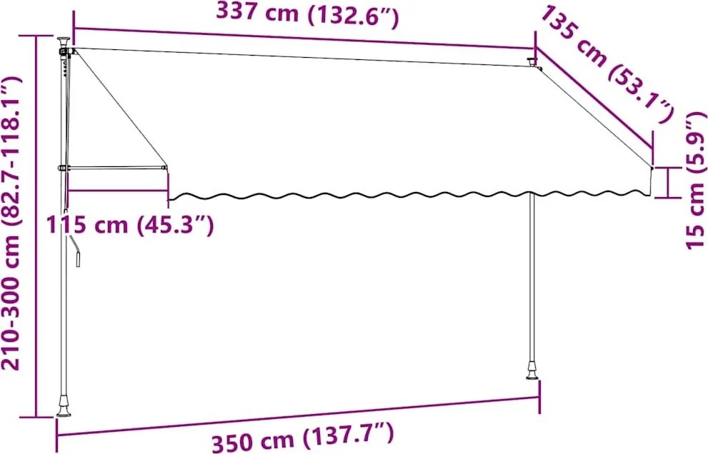 vidaXL Ručně zatahovací markýza 350 cm [43229] Barva: oranžová a hnědá