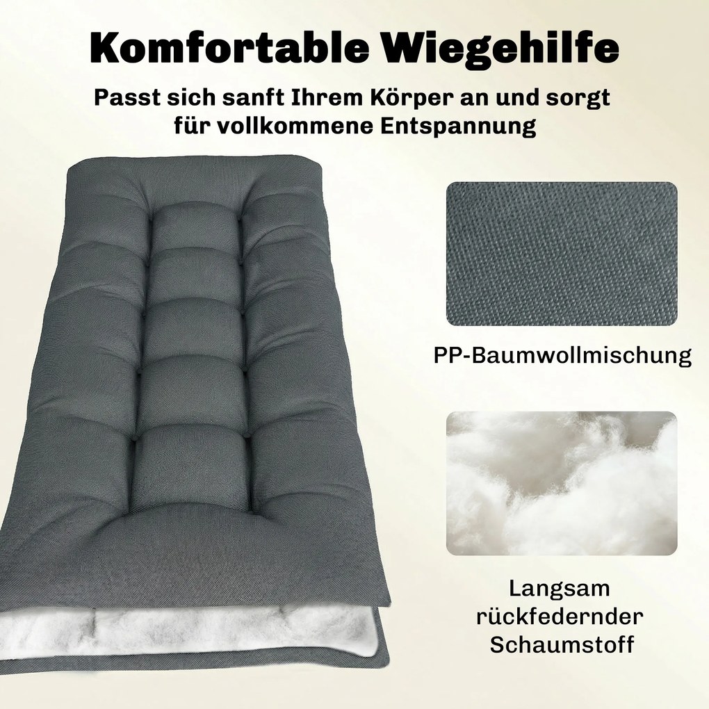 Outsunny Polštářek z palety Odnímatelný sedák s upevňovacími popruhy Polštářek z palety pro většinu lehátek 198x65x13cm Tmavě šedý