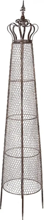 Hnědý antik kovový obelisk na květiny Brocante - Ø 30*151 cm