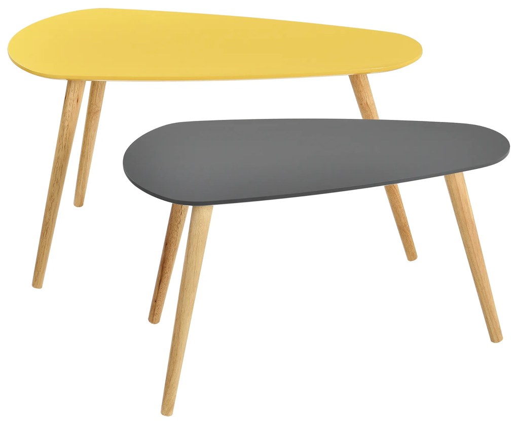 [en.casa] Konferenční stolek AAFU-0804 hořčičně žlutý a šedý