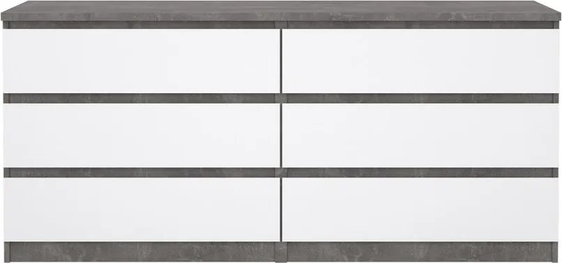 Komoda Simplicity 154 x 50 x 70 cm, šedá / bílý lesk