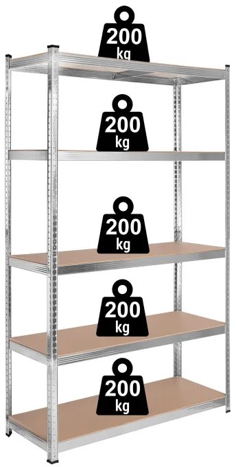 Regál 205x120x45 cm stříbrný