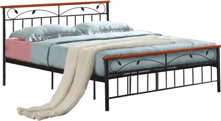Postel s lamelovým roštem, třešeň/kov, 160x200, MORENA NEW Kondela 0000352191