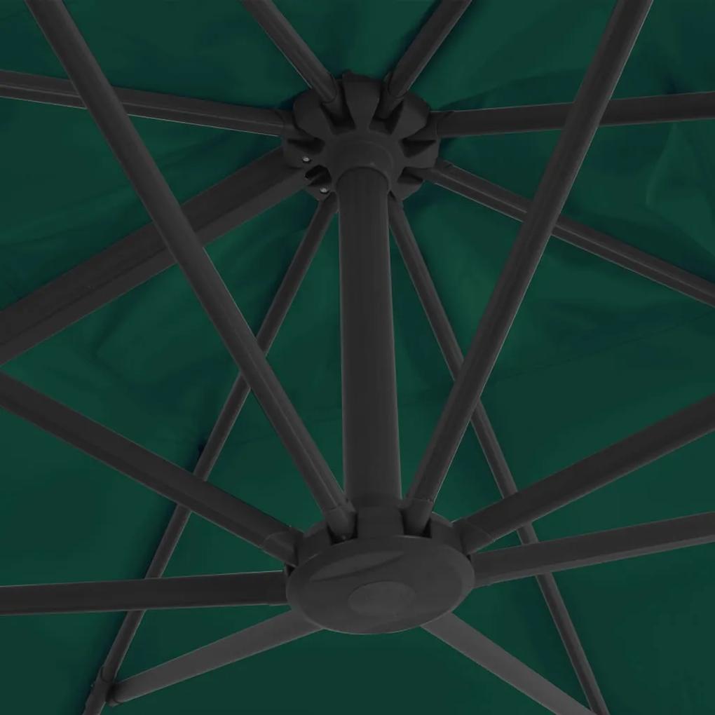 Konzolový slunečník s hliníkovou tyčí zelený 300 x 300 cm,  44634