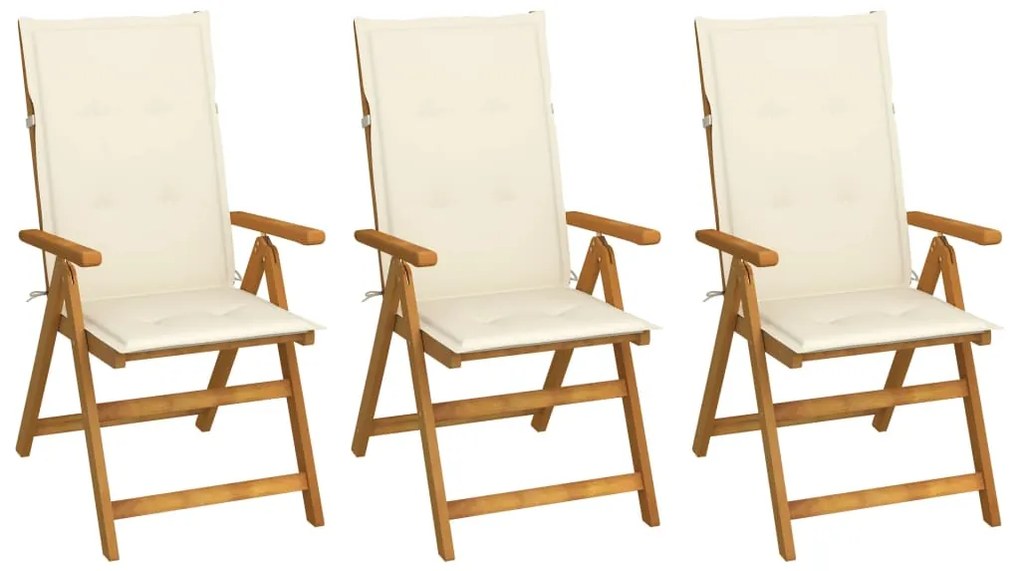 Skládací židle 3 ks s polštáři z masivního akáciového dřeva 3064091