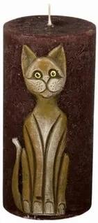 Dekorativní svíčka Kočka hnědá, 14 cm
