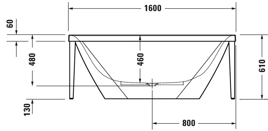 Duravit XViu - Vana s kovovým podstavcem, Bílá 700444000B10000